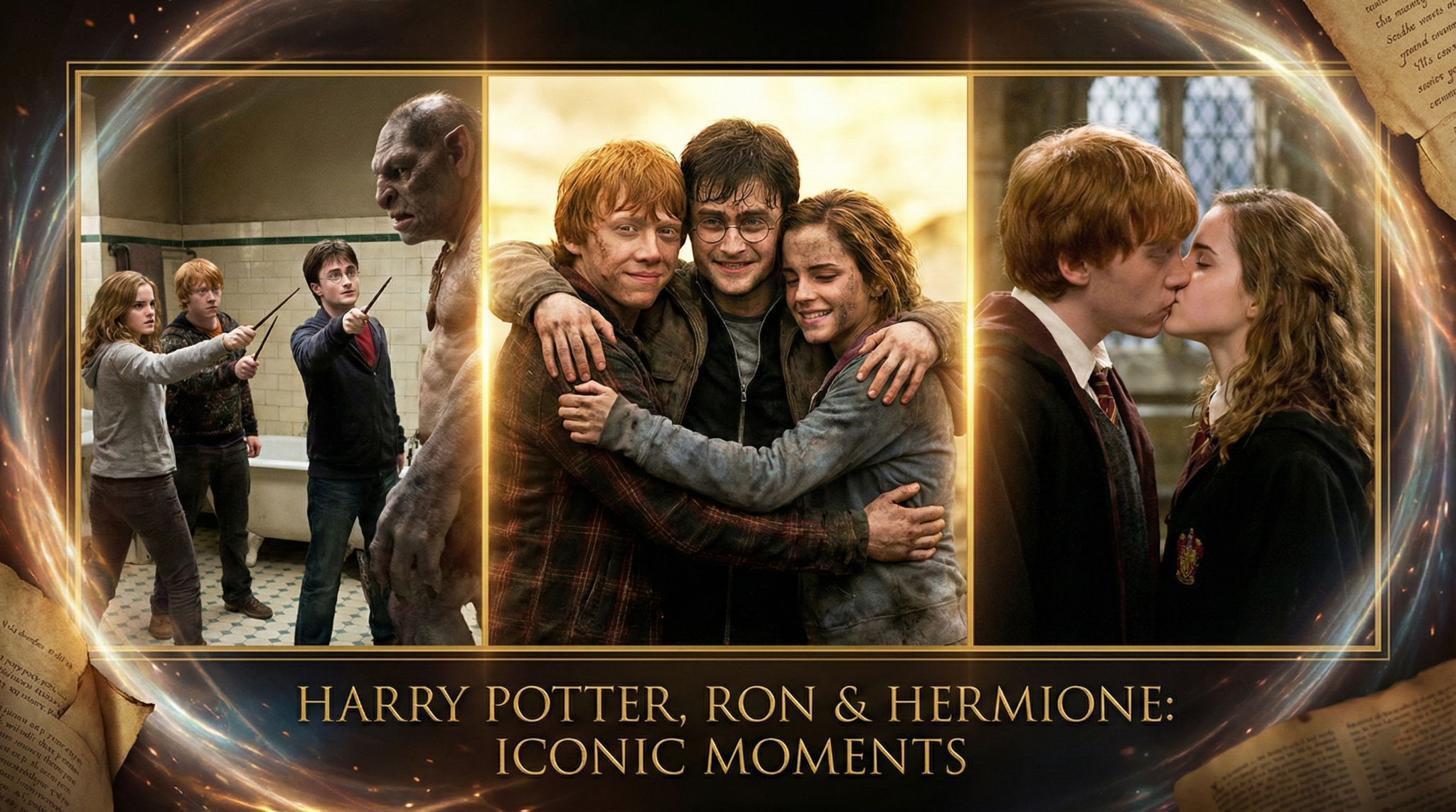 Harry Potter with Ron and Hermione: Iconic Moments